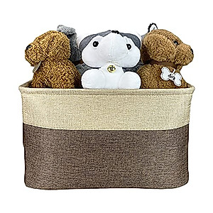 MALIHONG Personalized Foldable Storage Basket with Cute Dog Welsh Terrier Collapsible Sturdy Fabric Bone Pet Toys Storage Bin Cube with Handles for Organizing Shelf Home Closet, Brown and White
