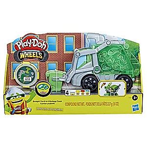 Play-Doh Wheels Dumpin' Fun 2-in-1 Garbage Truck Toy, with Stinky Scented Garbage Compound and 3 Additional Cans, Preschool Toys for 3 Year Old Boys and Girls and Up, Non-Toxic (Amazon Exclusive)