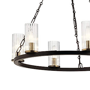 KICHLER Mathias 23" 6 Light Chandelier with Clear Ribbed Glass in Olde Bronze