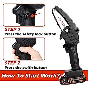 Gigilli Mini Chainsaw With 2 Batteries 4 Chain, 4-Inch Mini Cordless Chainsaw Battery Powered Portable, Christmas Gift Handheld Small Electric Chainsaw for Tree Trimming Branch Pruning Wood Cutting