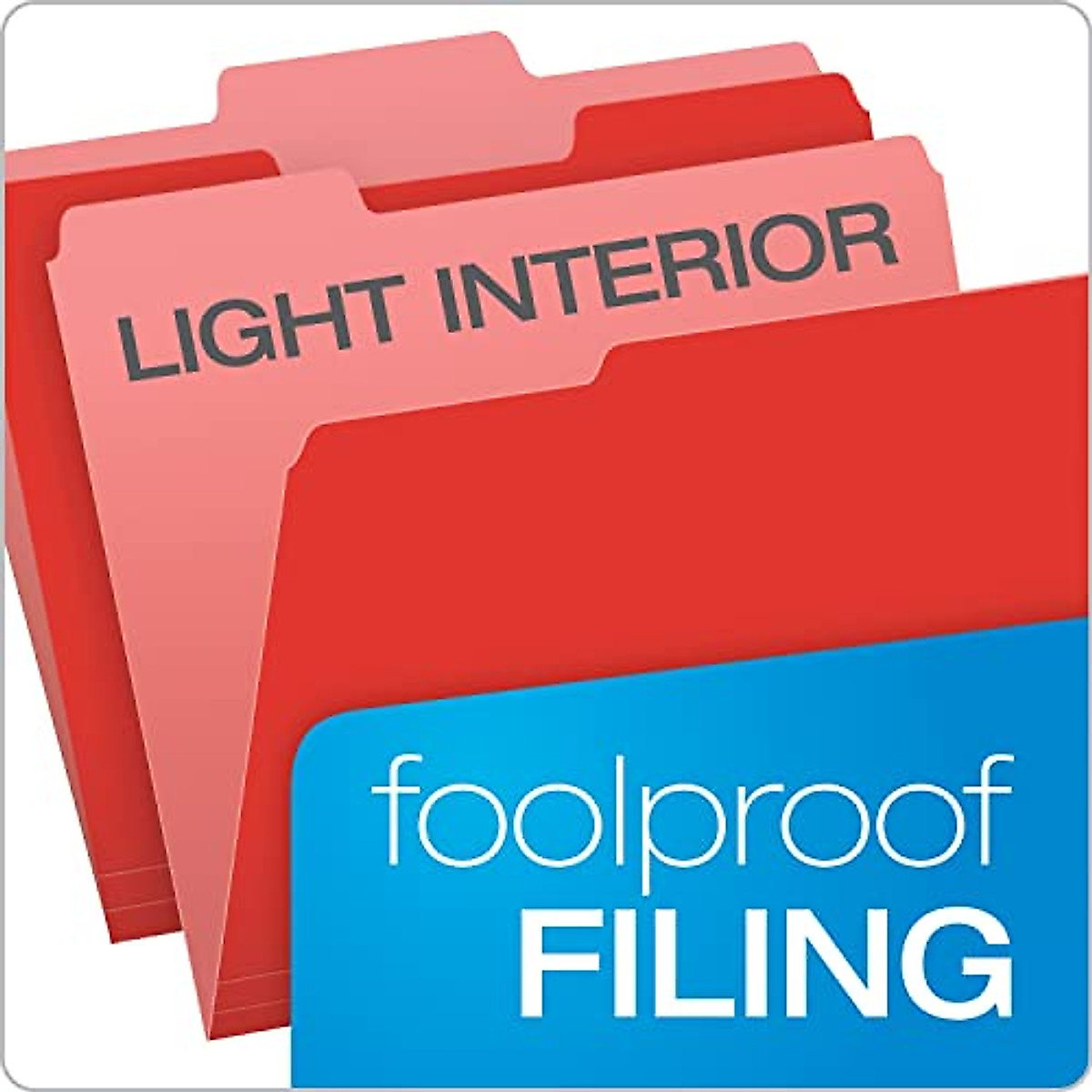 Pendaflex Two-Tone Color File Folders Letter Size - 100 Pack of 12 Assorted Colors Folders for Documents - 1/3-Cut Tabs