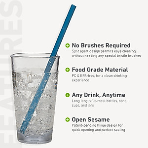 humangear UnStraw, 4-Pack | Reusable | Washable | BPA-Free, Light Blue/Yellow/Purple/Mint