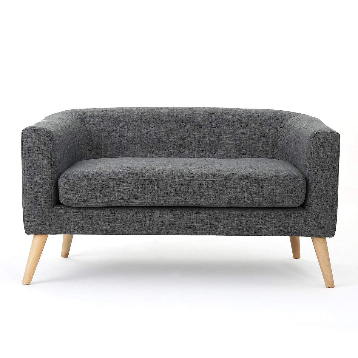 Christopher Knight Home Bridie Mid-Century Modern Loveseat, Grey Fabric