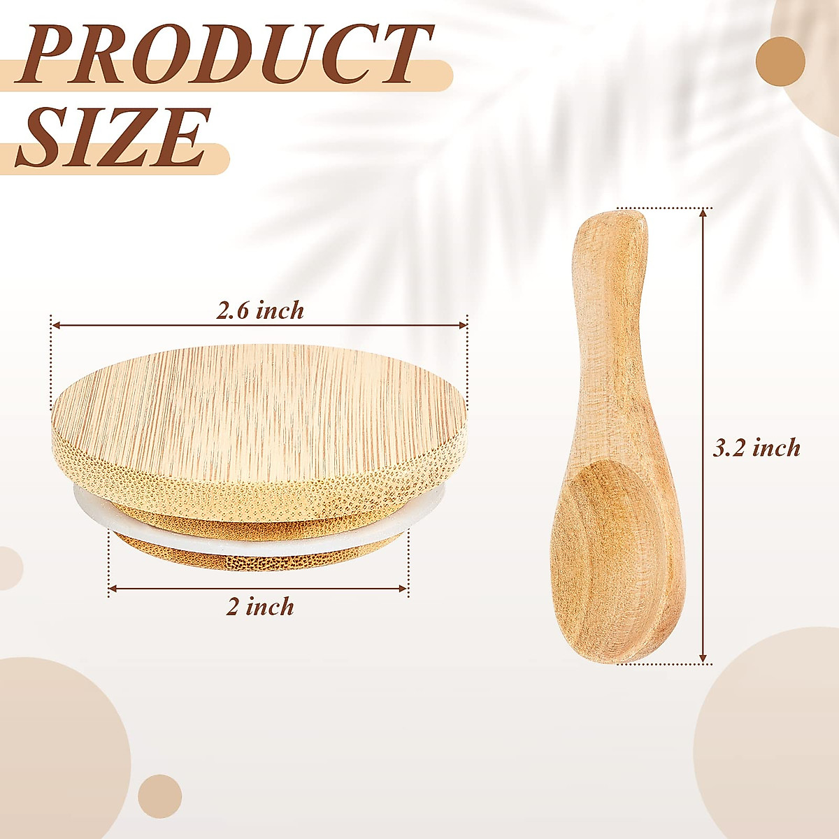 20 Pcs Yogurt Jar Lids with Small Spoons Bamboo Jar Lids Set with Silicone Sealing Rings Wooden Spoons for Jars Wooden Mason Jar Lids Compatible with Oui Yogurt Wood Cookie Glass Storage Lids