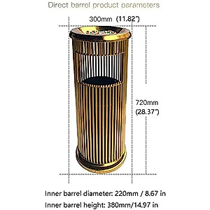 SCUUBE Trash Bin Trash Can Wastebasket Stainless Steel Trash Can with Inner Barrel Standing Ashtray Bucket Waste Can Hotel Bathroom Outdoor Office Recycling Bin Garbage Can Waste Bin (Color : A-Gold)