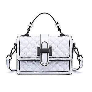 YXBQueen Quilted Crossbody Bags for Women Leather Quilted Purse Top Handle Bag Ladies Handbags Flap Satchel Purse Shoulder Bag