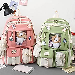 5pcs/set Canvas School Backpacks Women Lovely School Bags for Girl Shoulder Bags
