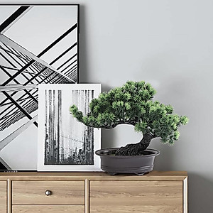 Artificial Bonsai Tree - Perfect for Decorating with Small Faux Plants - Indoor Silk Bonsai Replica with Pot - Zen-Inspired Design - 8.8 Inch Tall - Low Maintenance Greenery