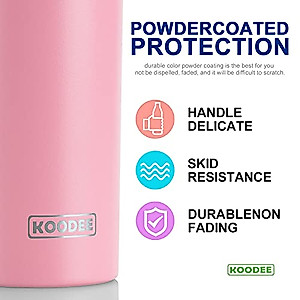 koodee 20 oz Stainless Steel Skinny Tumbler(4 Pack) Double Wall Insulated Water Tumbler Cup with Lids, Straws and Straw Brushe（Baby Blue/Pink/Sky Blue/Teal）