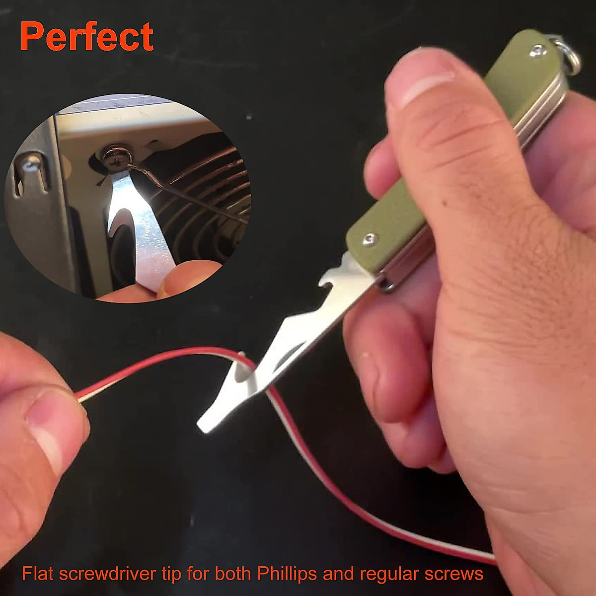 Ruike Keychain Small Pocket Knife,Folding 6 in 1 Multitool,12C27 Steel Stainless,G10 Handle,Mini EDC Tactical Camping Army Tac Survival Hunting Gear,Key Compact Scissors,Screwdriver,Bottle Opener Tool