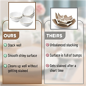 BTaT- White Porcelain Bowls with Gold Trim, 16 Ounces, Set of 6, White Bowls Set of 6, White Cereal Bowls, White Salad Bowls, Porcelain Cereal Bowls, Porcelain Soup Bowls, Deep Bowls