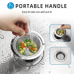 haodex 2PCS Stainless Steel Kitchen Sink Strainer,4.33" Diameter