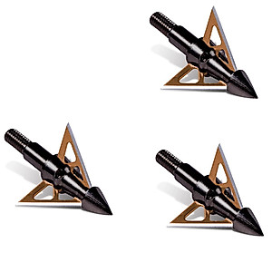 New Archery Products archery Thunderhead Nitro 100 Grain Big Game Hunting Fixed Blade 3 Pieces Set Crossbow Arrow Broadheads, black and copper, Gra US