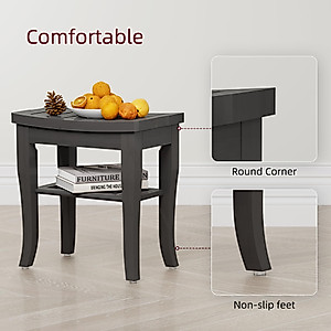 BEKVEM Bamboo Shower Bench, Spa Small Shower Stool for Inside Shower Waterproof, Bathroom Bench Seat with Storage Shelf for Adults Elderly Seniors, Wood Chair for Indoor or Outdoor Use, Black