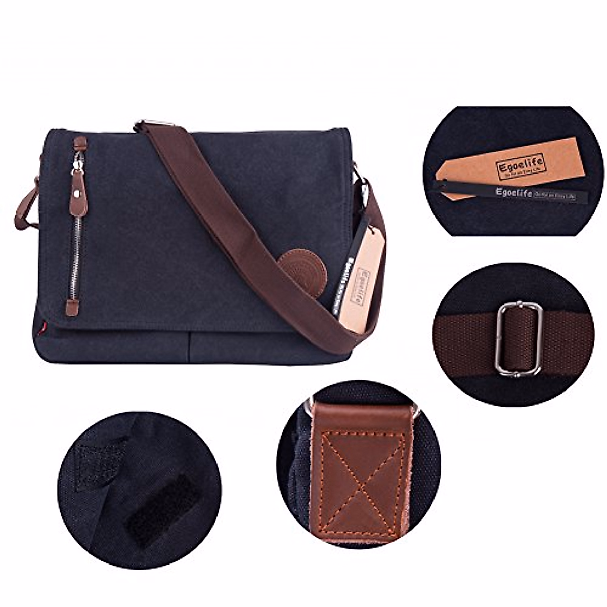 Small Messenger Bag for Men Women Casual Work Bag Canvas Satchel Bag Bookbag for Traveling Camping