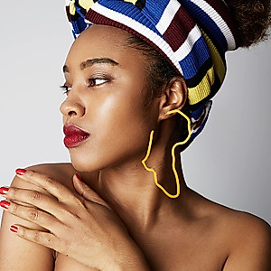 Junkin 6 Pairs African Map Earrings for Black Women 3 Sizes Hollow Dangle Earrings Jewelry Gift Juneteenth Black History