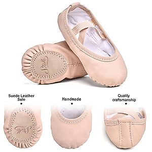 Stelle Ballet Shoes for Girls Toddler Ballet Slippers Soft Leather Boys Dance Shoes for Toddler/Little Kid/Big Kid (Ballet Pink, 2ML)