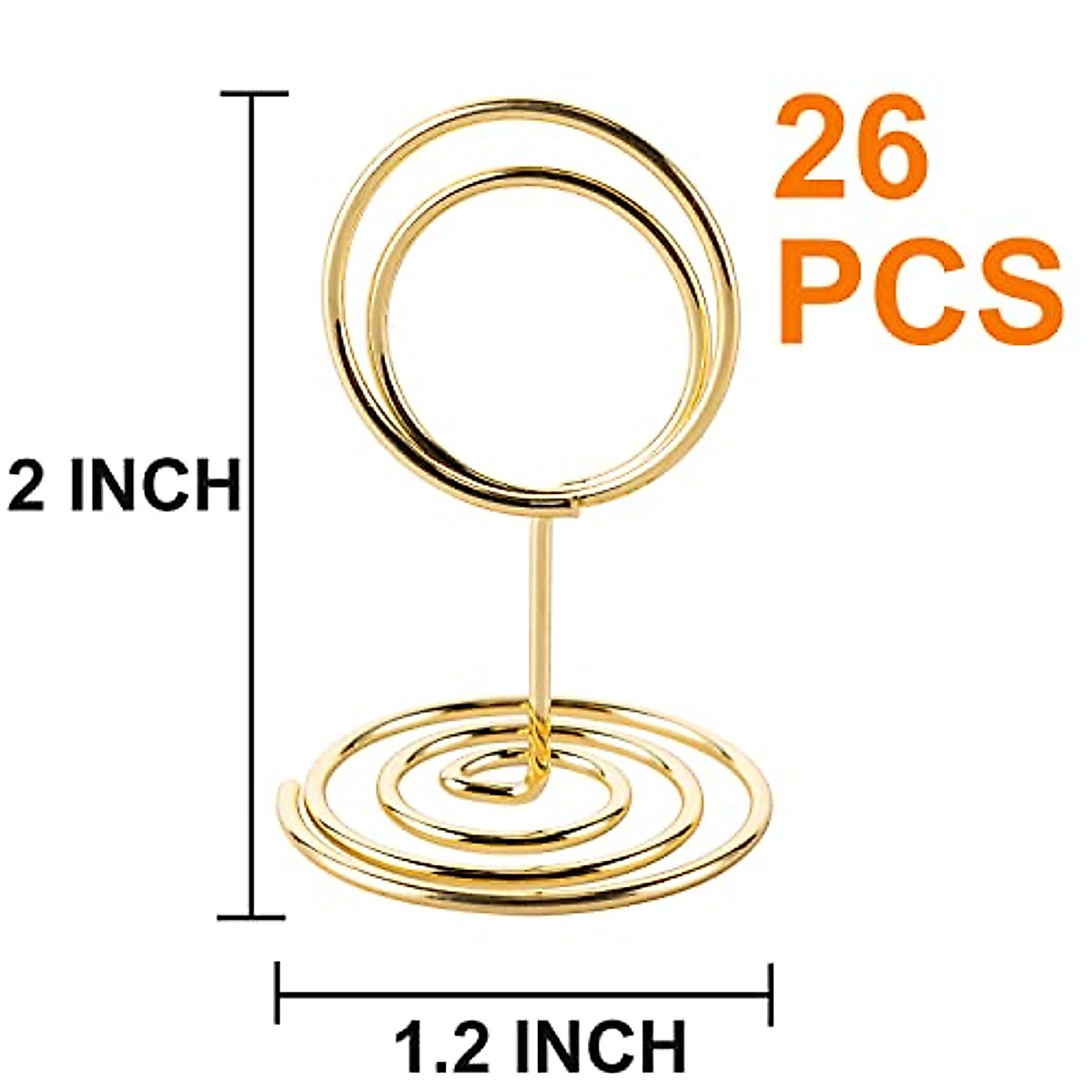 26Pcs Table Number Holders, Place Card Holder, Wire Picture Holder, Small Size Table Card Holders, Photo Holder for Centerpieces, Wedding Reception, Party, Birthday (Gold)