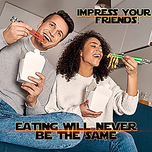 LIGHTSABER CHOPSTICKS LIGHT UP STAR WARS CHOPSTICK LED Glowing Light Saber Chop Sticks REUSABLE Sushi Lightup Sabers Cool Fun Geeky STARWARS Chop Stick Set Red Green Blue Purple 4 Pairs JEDI CASE BOX