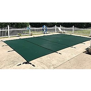 WaterWarden Inground Pool Safety Cover 18' x 40', Rectangle, 15-Year Warranty, UL Classified to ASTM F1346, Triple Stitched for MAX Strength, Abrasion Resistant, Hardware Included, Green Mesh