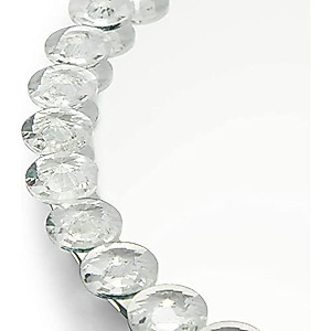 Okuna Outpost 12 in Crystal Bead Round Mirror Tray to Display Perfume, Jewelry, Candles, Bling Serving Tray for Bathroom, Living Room, Office, Vanity, Home Decor