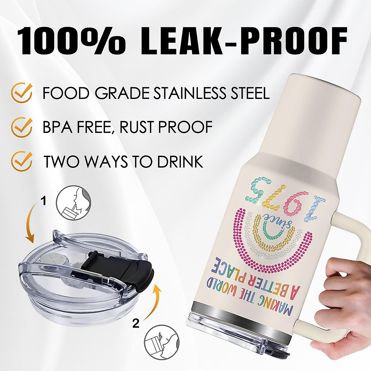 50th Birthday Gifts for Women, 1975 Birthday Insulated Tumbler 40oz, 1975 Birthday Gifts for Women, 50 and Fabulous Birthday Gifts for Women Turning 50 Year Old Gift For Her Friend Sister Wife