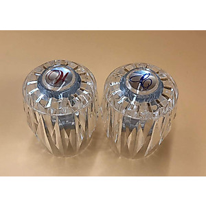 Generic Shower Handles with Adapter fits Valley, Eljer Tub, Shower Handles with Adapter - Clear Acrylic, 3" Height D Broach, Universal Fit for Various Faucets, Exact OEM Style Match - Pair