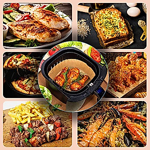 Macood Air Fryer Parchment Paper 6.3 Inch 100 PCS Oil-proof, Water-proof, Non-stick Non-stick Unbleached Food Grade Paper for Air Fryers/Baking/Cooking/Steaming Basket(Brown)