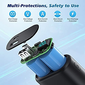 Small Portable Charger 10800mAh with Built-in USB-C Cable, Mini PD 3A Fast Phone Charging Power Bank,LCD Display Android Charger Battery Pack Compatible with Samsung Galaxy S22/S21,Note,Moto,LG