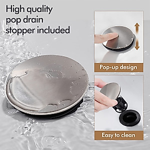 Fransiton Brushed Nickel Waterfall Bathroom Faucet Lavatory Single Handle 1 or 3 Hole Bathroom Sink Faucet Washbasin Faucet with Deck and Pop-up Drain