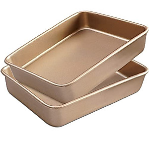 2 Pack Baking Sheet Pans, Deep Size Baking Pan Nonstick Cookie Sheet Brownie Cake Pan Bread Pan Toaster Oven Tray Bakeware, 12.7x10.6x2.4 Inches, Easy Clean & Food Safe (12.7 x 10.6 x 2.4)