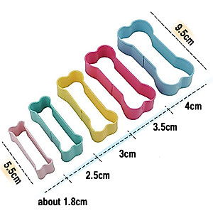 Cookie Cutter Dog Bone Shape Set, Amison Stainless Steel Metal Dog Bone Shape Cutters Colorful BPA Free 5 In 1