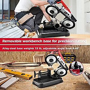 PowerSmart Portable Bandsaw, 10 Amp 5 Inch Deep Cut Band Saw for Cutting Metal, Woodworking, with Removable Base & Variable Speed & 2x Blades