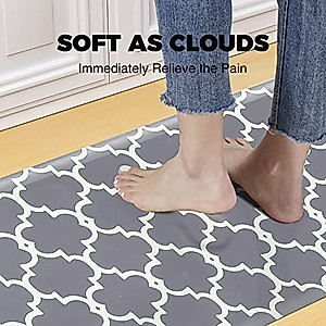 KOKHUB Kitchen Mat,1/2 Inch Thick Cushioned Anti Fatigue Waterproof Kitchen Rug, Comfort Standing Desk Mat, Kitchen Floor Mat Non-Skid & Washable for Home, Office, Sink,17.3"x28"- Grey