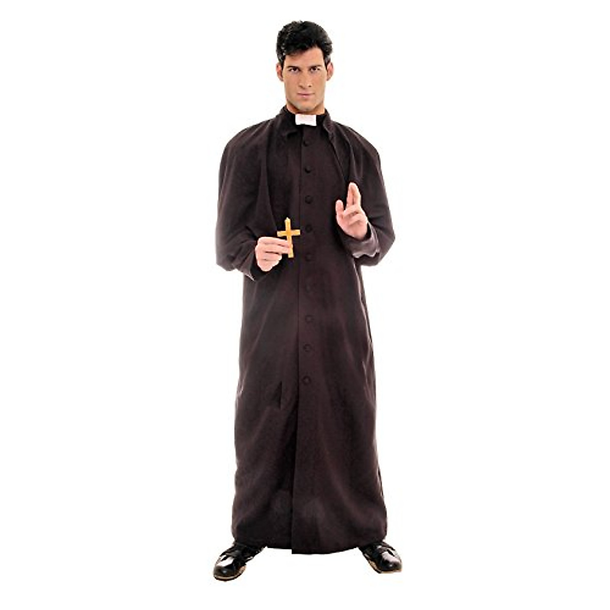 Underwraps Men's Deluxe Priest, Black/White, One Size