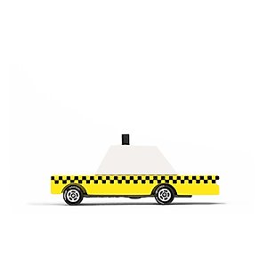 CANDYCAR® Wooden Diecast Collection - Yellow Taxi, Premium Handcrafted Beech Wood Toy Car