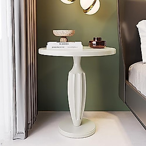 Tribesigns Modern Pedestal Side Table, Small Round Off-White End Table, Wood Sofa Side Table, Ivory White Accent Table for Living Room, Every Corner, Small Nightstand for Bedroom