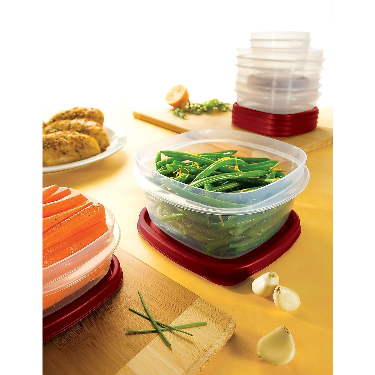 Rubbermaid Easy Find Lids Food Storage-Containers, Racer Red, 18-Piece Set