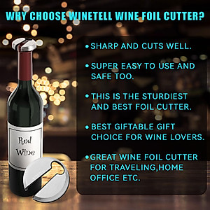 Wine Foil Cutter-Premium Stainless Steel Wine Foil Cutter Tool-Foil Cutter for Wine Bottles-Wine Foil Cutter Opener Neck Label Remover-Wine Top Seal Cutter-Wine Bottle Foil Cutter Opener