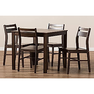 Baxton Studio Lovy Modern and Contemporary Walnut-Finished 5-Piece Dining Set/Contemporary/Brown/Medium Wood/Rubber Wood