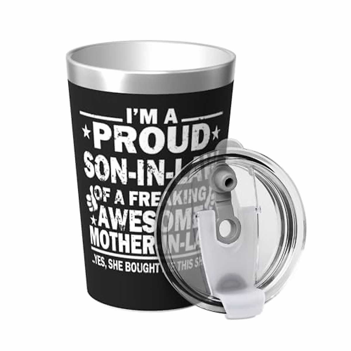 I'm A Proud Son In Law Of A Freaking Awesome Mother In Law Gifts 12oz Stainless Steel Coffee Tumbler Travel Coffee Mug Insulated Coffee Mug with Lid Spill Proof Coffee Cup Portable Thermal Mug-NN