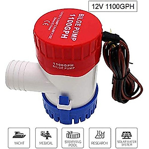 Submersible Boat Bilge Water Pump 12v 1100gph Non-Automatic Marine Electric Bilge Pump for Ponds, Pools, Spas Silent, Boat Caravan RV Submersible