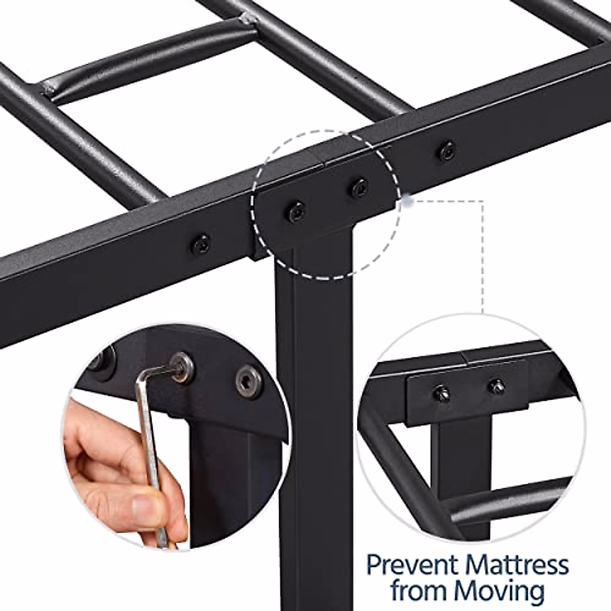 Yaheetech California King Bed Frames Metal Platform Bed with Headboard and Footboard for Bedrooms No Box Spring Needed Easy Assembly,Ground Clearance: 12.6"/Black/California King Bed