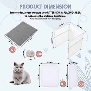 MEEXPAWS Cat Litter Box Enclosure Splash Guard Large L19×W19×H20 in with Cat Litter Mat Easy Clean (White)
