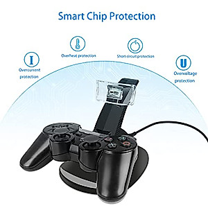 VSEER PS3 Controller Charger, Dual Console Charger Charging Docking Station Stand for PS3 with LED Indicators, Black