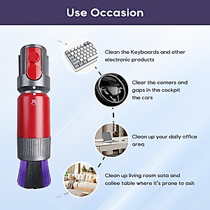 SONGRUI Traceless Scratch-free Dusting Brush Compatible with Dyson V7 V8 V10 V11 V12 V15 and Gen 5 Vacuum Cleaners, Handy Self-cleaning Soft Bristles Great for Car Interior, Baseboards and Corners