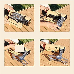TAMYID Charcoal Grills, Camping Gas Stove Portable Folding Cassette Stove Outdoor Hiking BBQ Travel Cooking Grill Cooker Gas Burner Heating System (Color : Green)