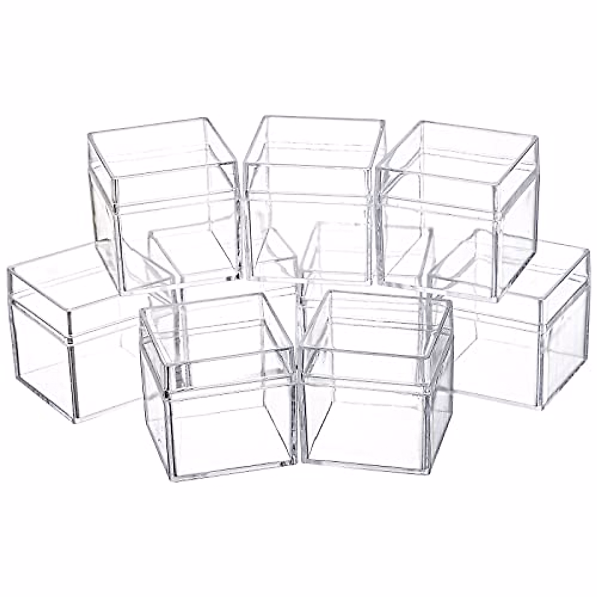 Okllen 36 Pack Acrylic Square Cube, Small Clear Box with Lids, Treat Gift Boxes Candy Storage Container for Cosmetics, Makeup, Jewelry, Party Favor, 2x2x2 Inches
