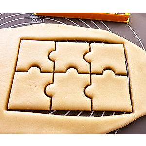 Large Rectangle Puzzle Cookie Cutter for Dough, 6 Pcs Multicutter 6.375" by 4.25" with 2.125-Inch Square Pieces (Puzzle)