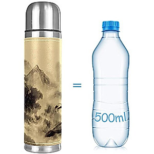 Stainless Steel Vacuum Insulated Mug, Tai Chi Painting Chinese Kongfu Print Thermos Water Bottle for Hot and Cold Drinks Kids Adults 17 Oz